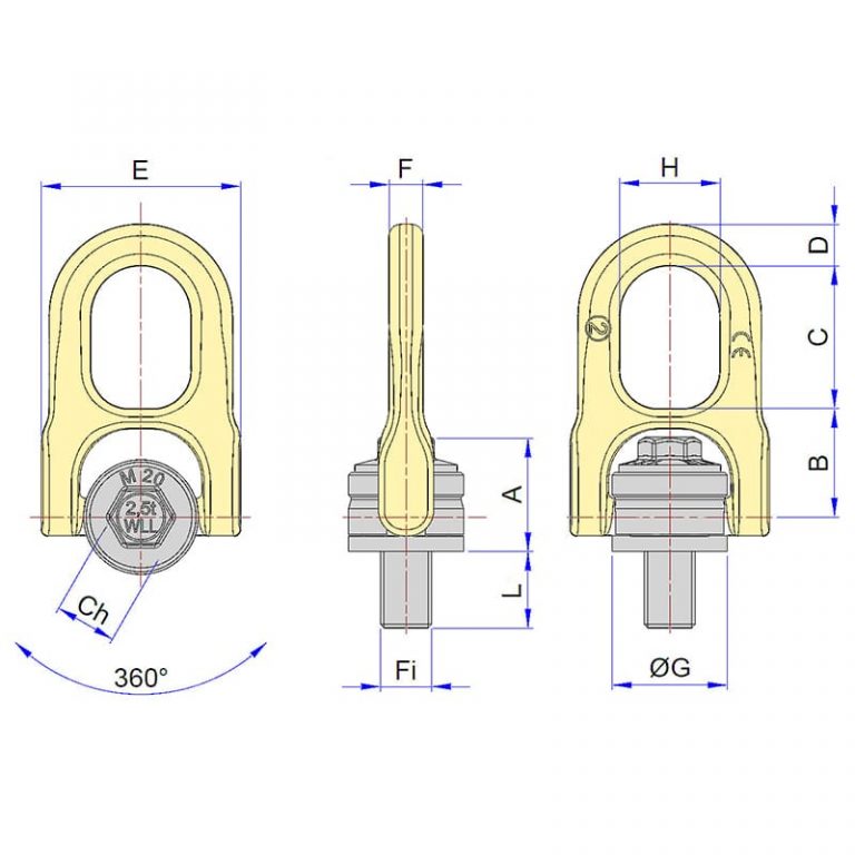 Anneau de levage articulé à émerillon hr Anneau de levage articulé à émerillon hr